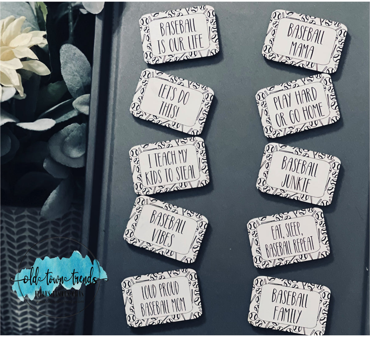 Baseball Themed Trimmed Rectangle Shape Magnet set SVG, scrap fillers ...