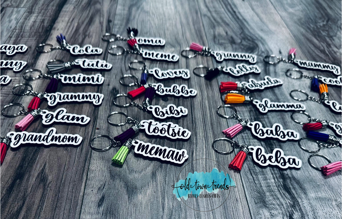 grandma names keychains, scrap busters, engraved keychains, Mother's D ...