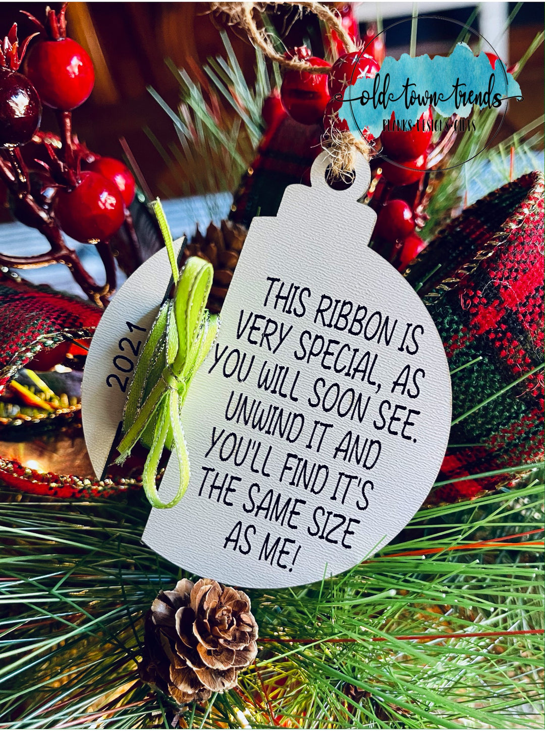Height ornament, ribbon child's height ornament, Cut File, Laser Cut F ...