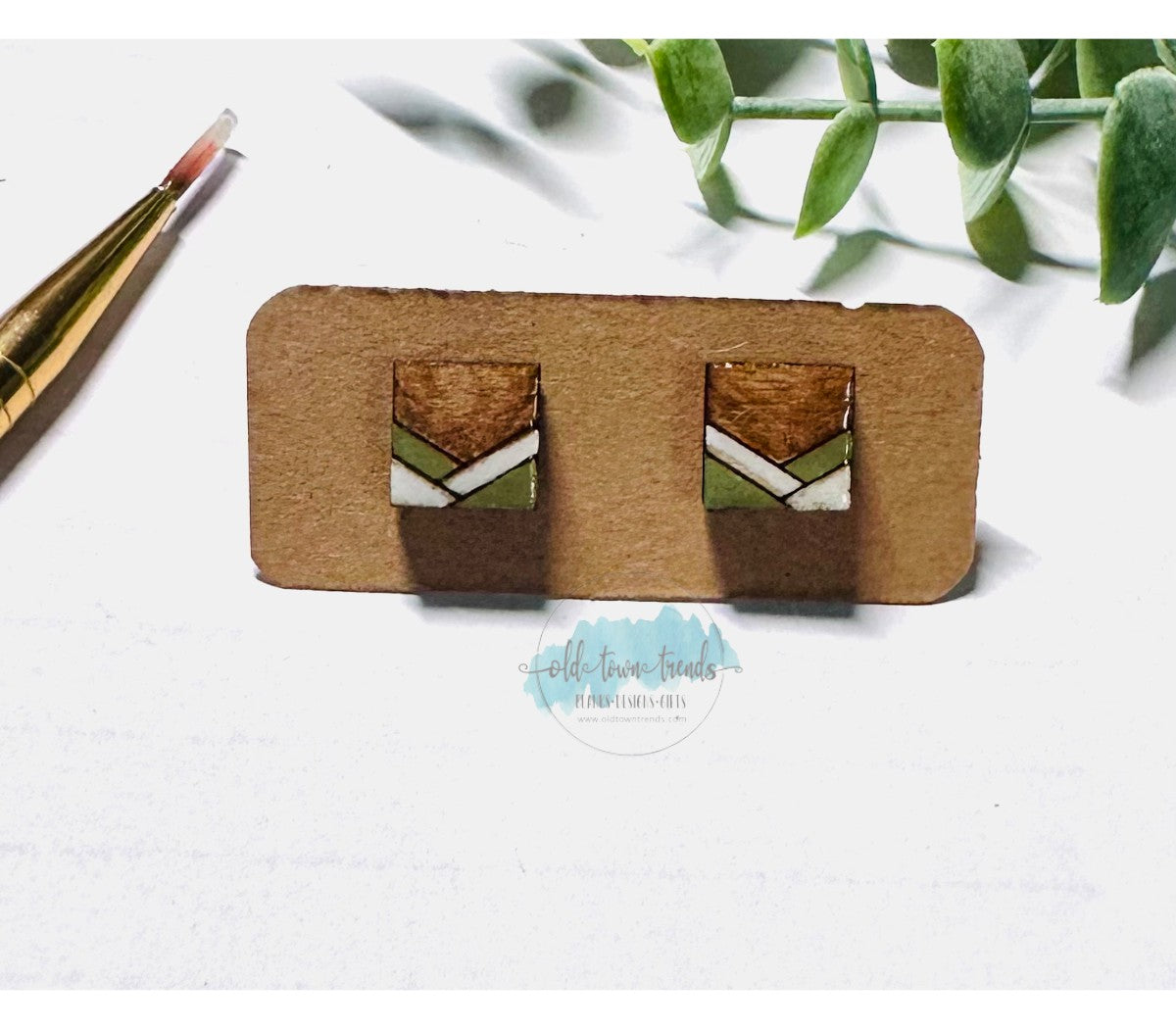 Abstract Square Studs Scored shiplap bottom, SVG, scored earring patte ...